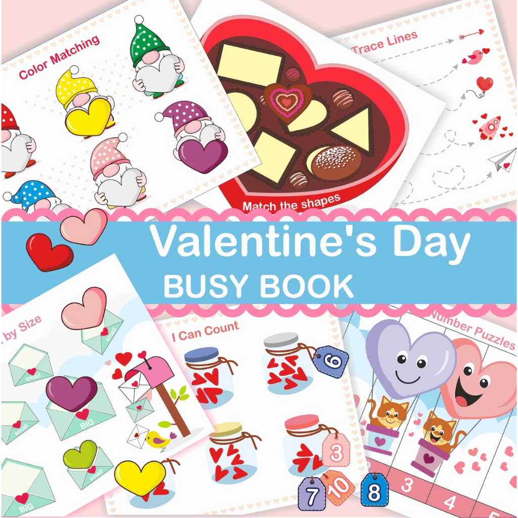 PDF] Valentines Busy Quiet Book Home Learning Kids Printable Montessori ...