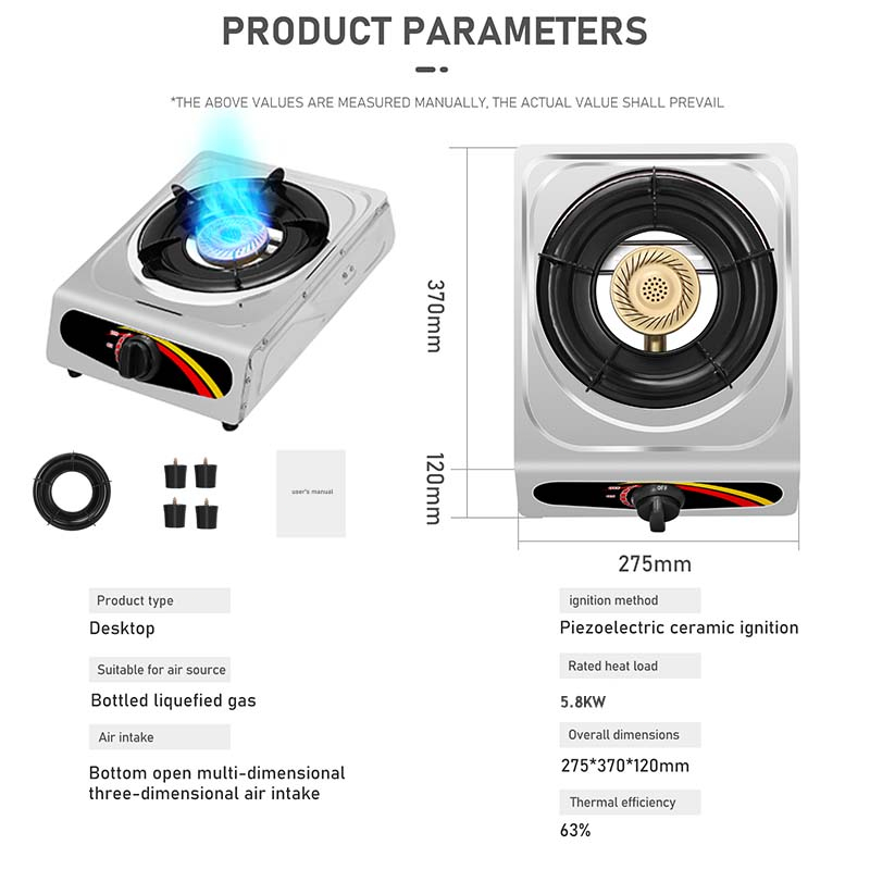SUKINBO Three Burner Gas Stove Stainless Steel Gas Stove Liquefied Gas ...