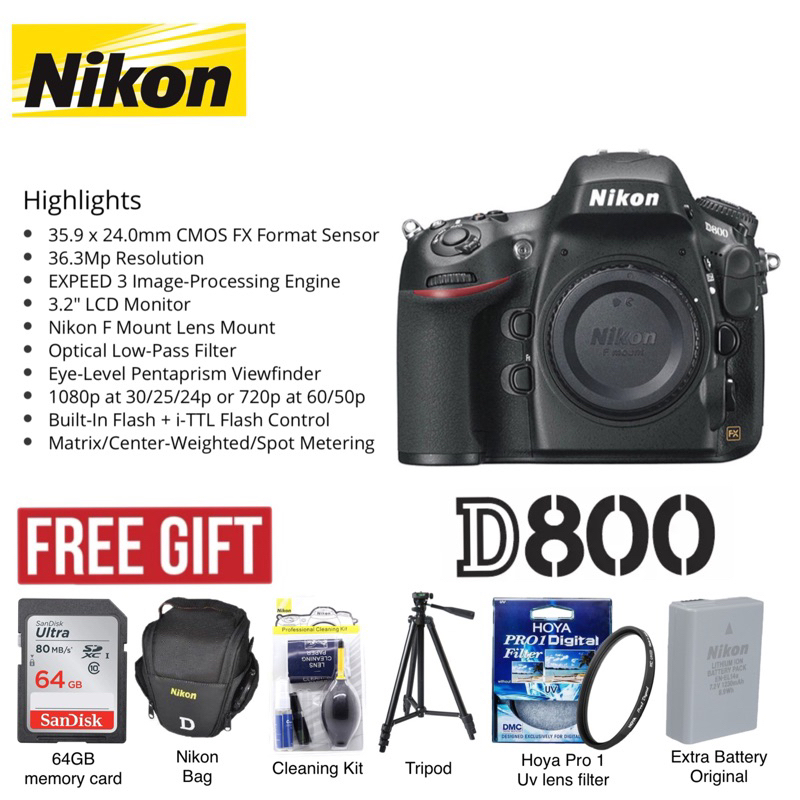 NEW NIKON D800 FULL FRAME 36MP ORIGINAL FREE EXTRA BATTERY ORIGINAL FULL FRAME FX D800 D800 D800 ...