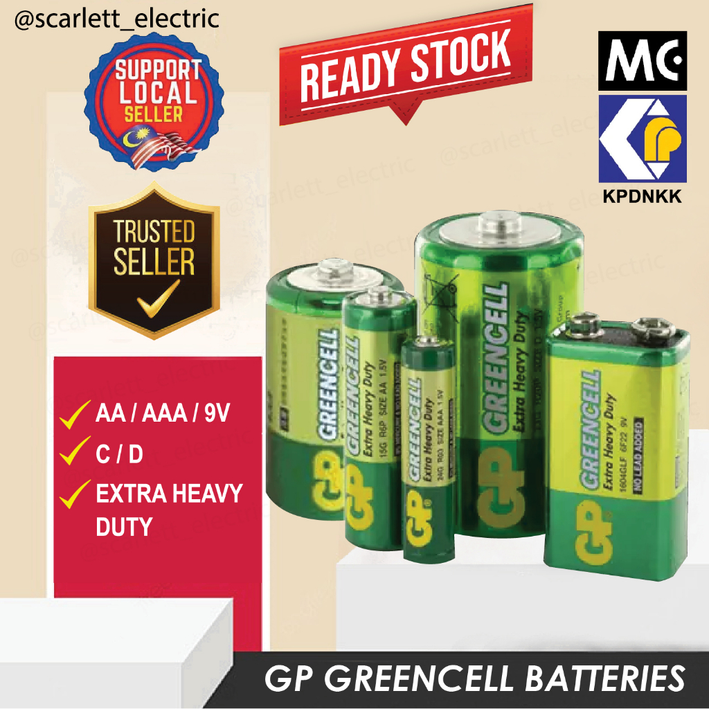 GP GREENCELL Extra Heavy Duty Batteries Carbon Zinc Battery C,D,AA,AAA ...