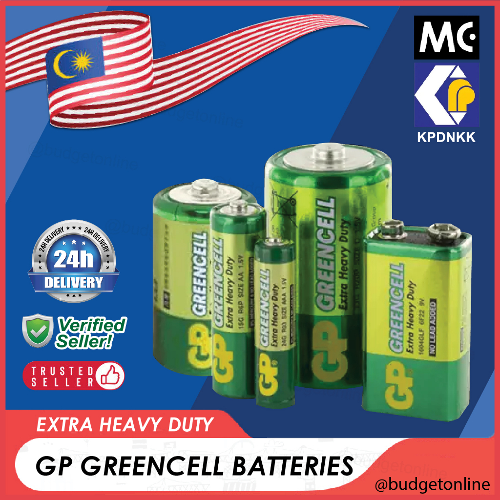 GP GREENCELL Extra Heavy Duty Batteries Carbon Zinc Battery C,D,AA,AAA ...