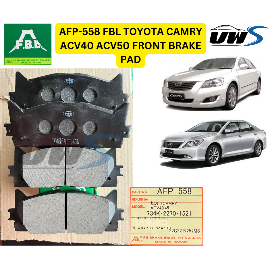 AFP-558 FBL TOYOTA CAMRY ACV40 ACV50 FRONT BRAKE PAD | Shopee Malaysia