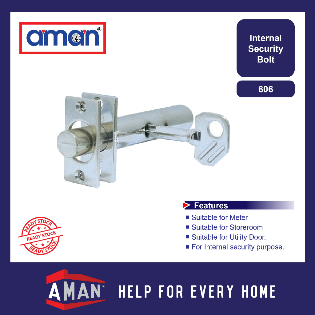AMAN Single Internal Door Security Bolt Indoor Security Dead Bolt Lock ...