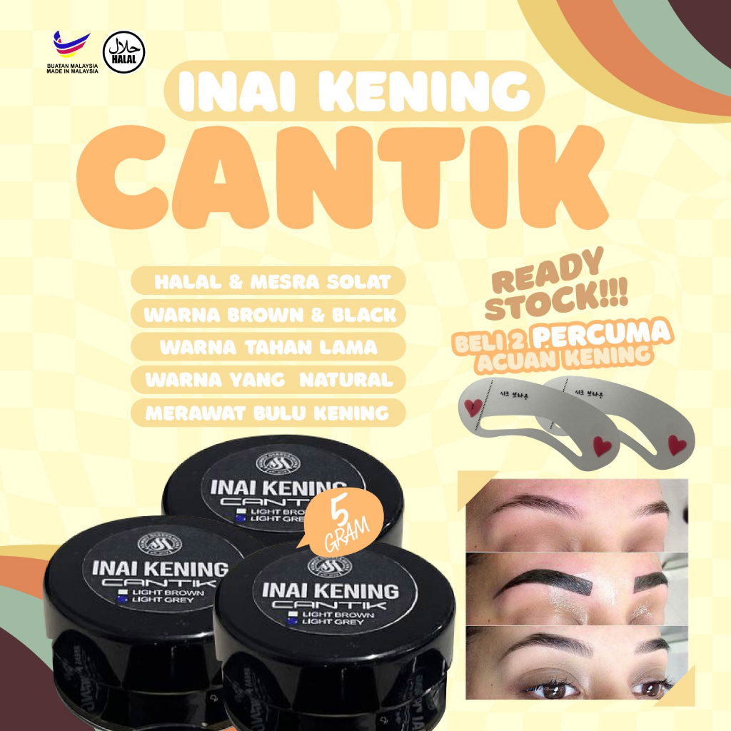 INAI KENING TAHAN LAMA NATURAL BEAUTY WARNA GREY BLACK ATAU BROWN MESRA ...