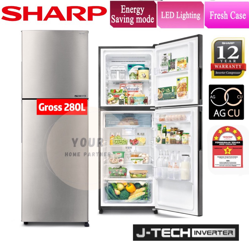 Sharp Fridge Refrigerator Inverter Gross 280L SJ2822MSS | Shopee Malaysia