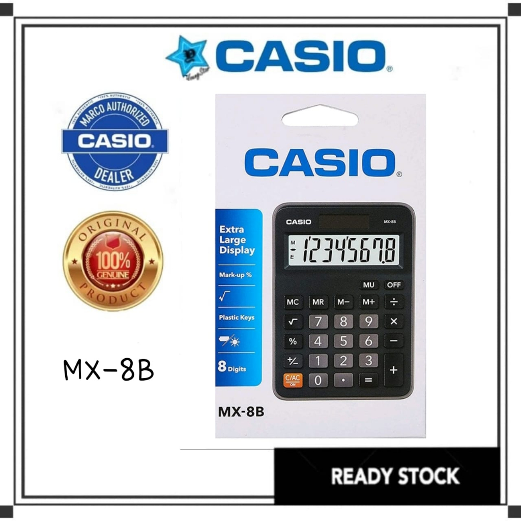 Original Casio MX-8B Two-Way Powered Mini Desktop Calculator Regular ...