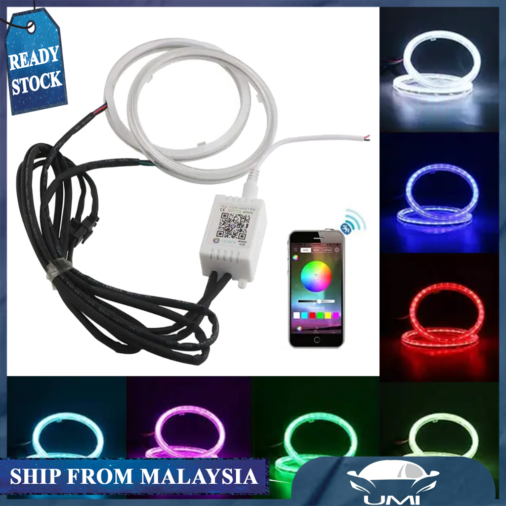 2 Pcs Halo Ring RGB 60-120MM Angel Light Atmosphere Light Ring Remote ...