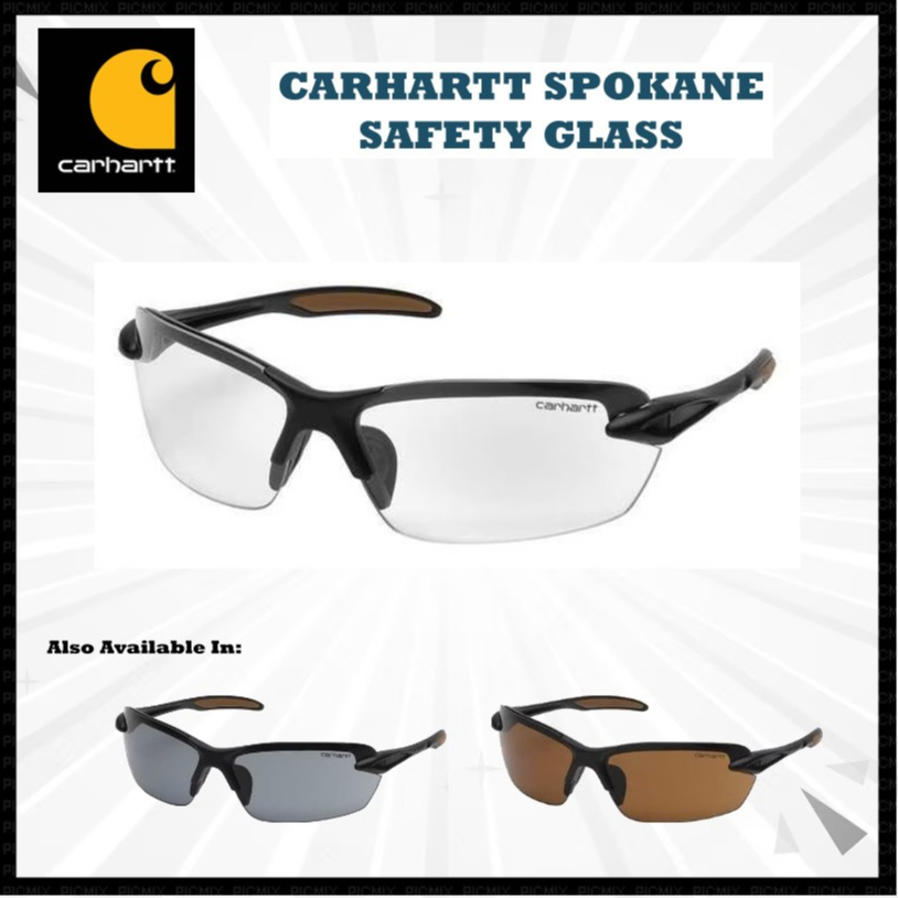 Carhartt Spokane Safety Glasses Black Frame Clear Gray Bronze