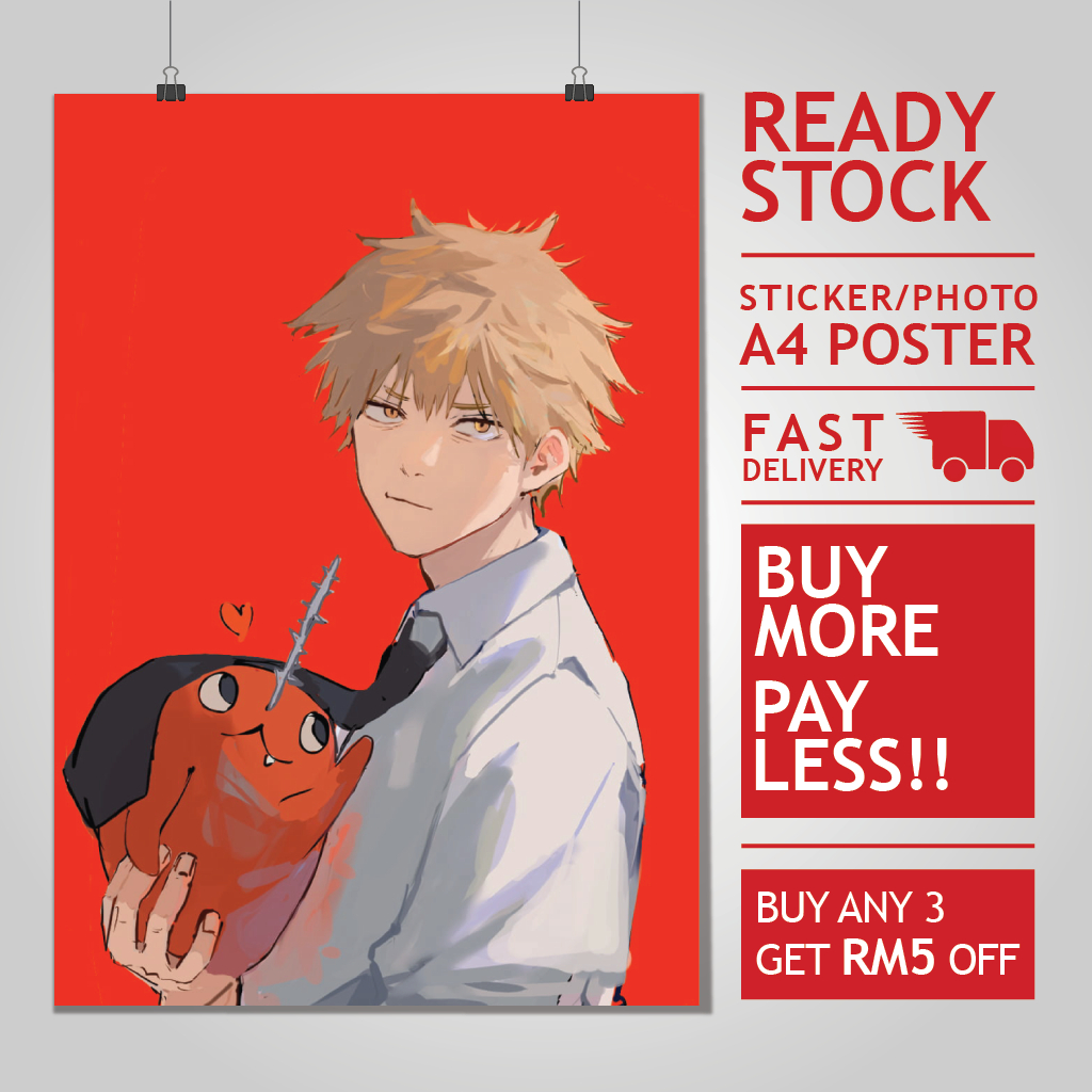 (READY STOCK) Chainsaw Man A4 Photo Poster/Sticker | Denji Poster #2 ...