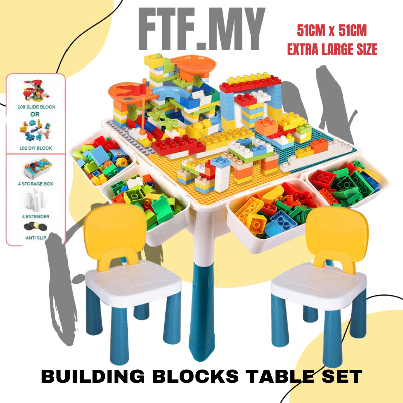 EXTRA LARGE Kids MultiFunction Building Blocks Table Learning Desk Space Sand Activity Brick ...