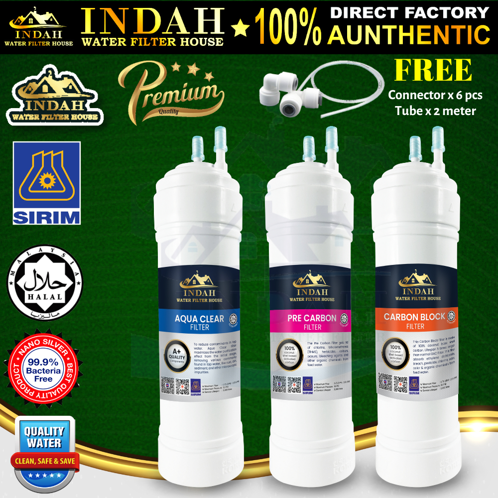 Indah 3 Stage 6.5"/ 8"/10" Halal Korea U-type Water Filter Replacement ...