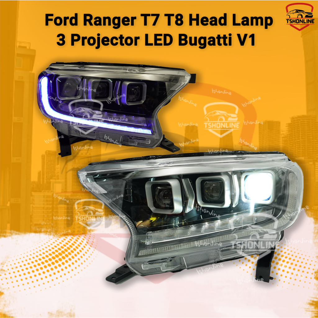 Ford Ranger T7 T8 Head Lamp V1 (3 Projector LED) / T7 T8 Head Lamp ...