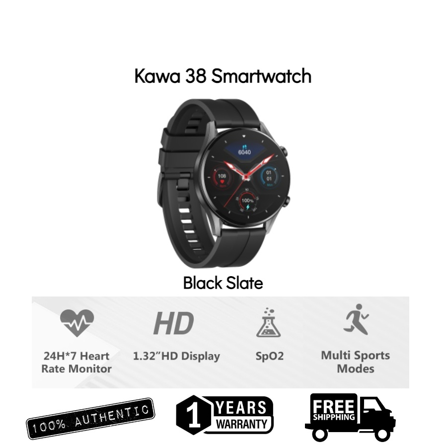 Kawa 38 Smartwatch 1.32 Inch HD Screen Sapphire Glass and Heart Rate & Blood Oxygen Monitor ...