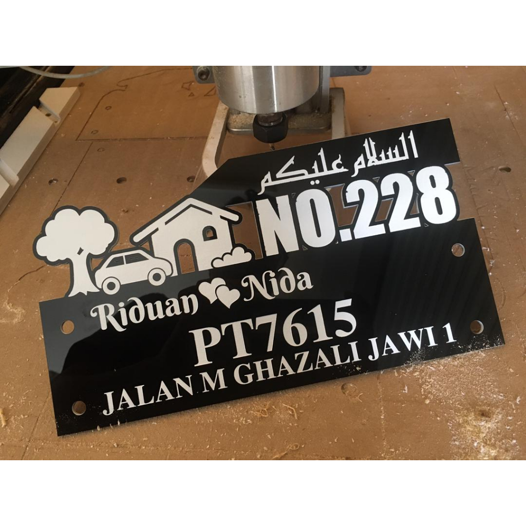 Signage Rumah Plate Alamat Rumah Modern House Number Plate RM40 ...