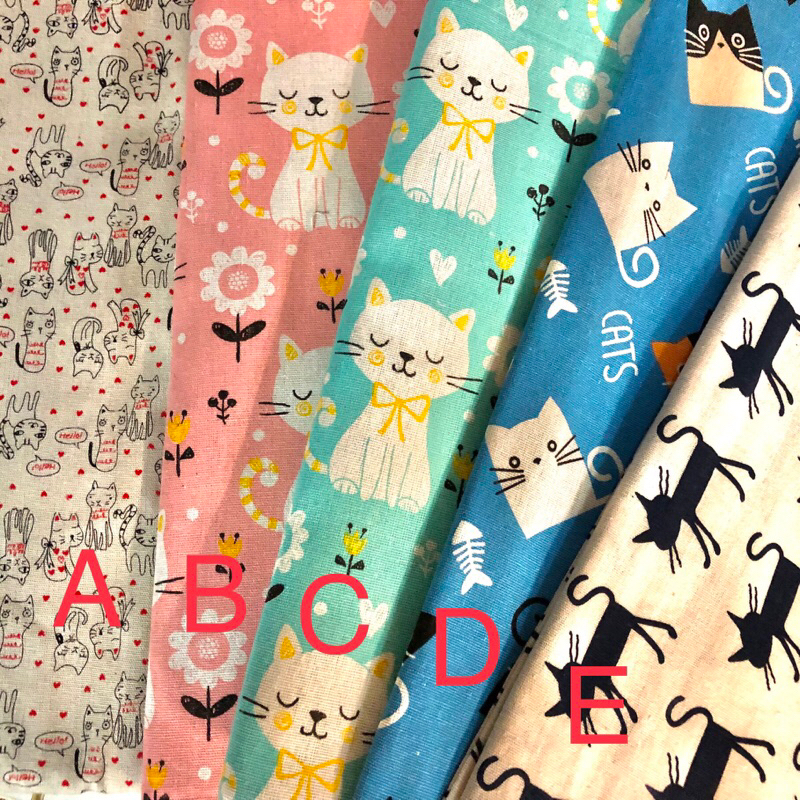 Cat / Kitty 🐈‍⬛ 🐱 cute cotton linen fabric/ kain diy cloth | Shopee Malaysia