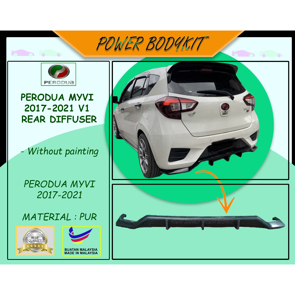READY STOCK Perodua Myvi 2017-2021 GEN 3 V1 Rear Diffuser 2017 2018 ...