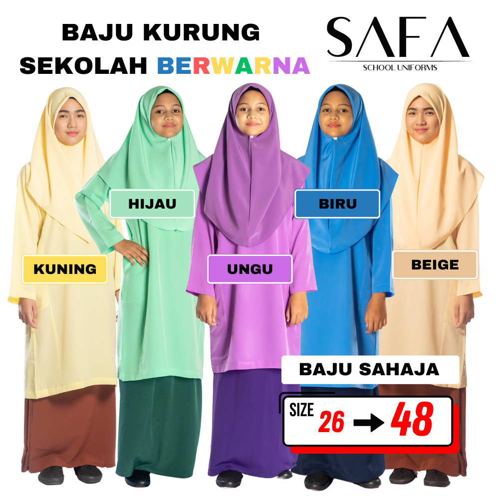 Baju Kurung Pengawas Sekolah Rendah Menengah Berwarna Hijau Kuning Kain ...