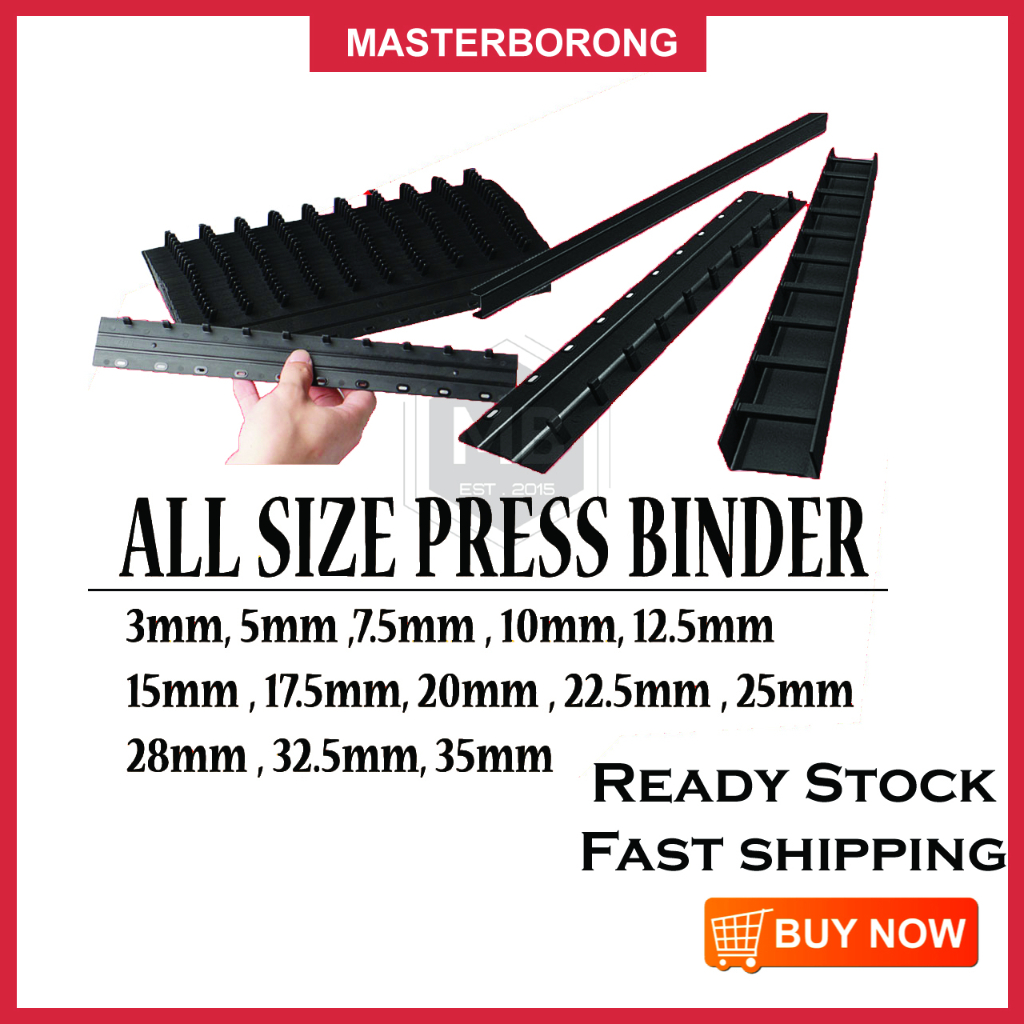 Masterborong Press Binder Binding Strip Lock Binder Press Binding Comb Comb Binding Black