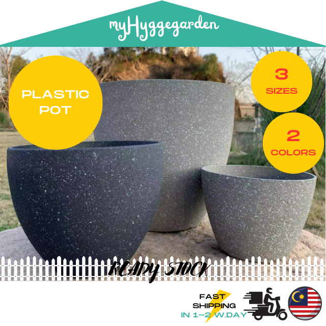 [WITH TRAY] Minimalist Artistic Stone Style Large Plastic Vase Plant ...