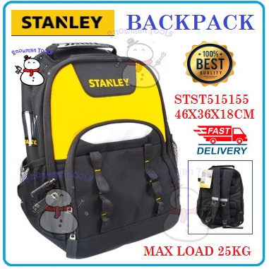 HEAVY DUTY STANLEY BACKPACK TOOL BAG BAGS STST515155 46X36X18CM 25KG ...