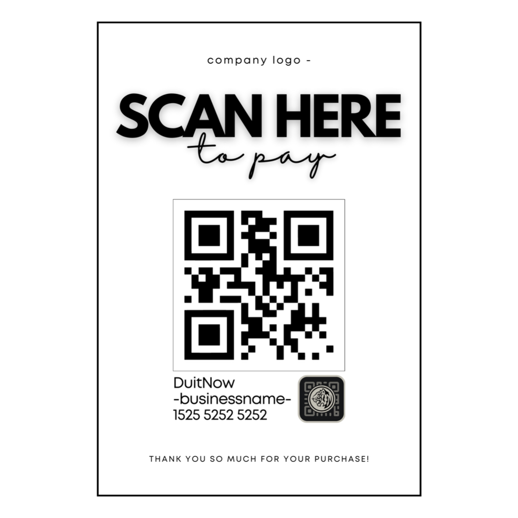 Scan to Pay Template, QR CODE Sign Touch & Go DuitNow QR Code DIGITAL (MINIMAL) | Shopee Malaysia