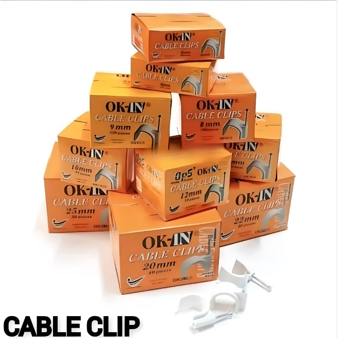 OK-IN PVC Wall Cable U Nail Clips Wire Clips Klip Paku (4mm-35mm ...