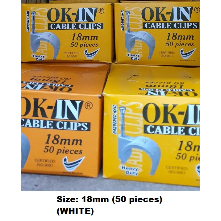 OK-IN PVC Wall Cable U Nail Clips Wire Clips Klip Paku (4mm-35mm ...