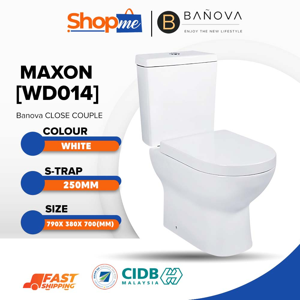 WC Close-Couple Toilet Bowl S Trap Wash Down Water Closet with Ceramic ...