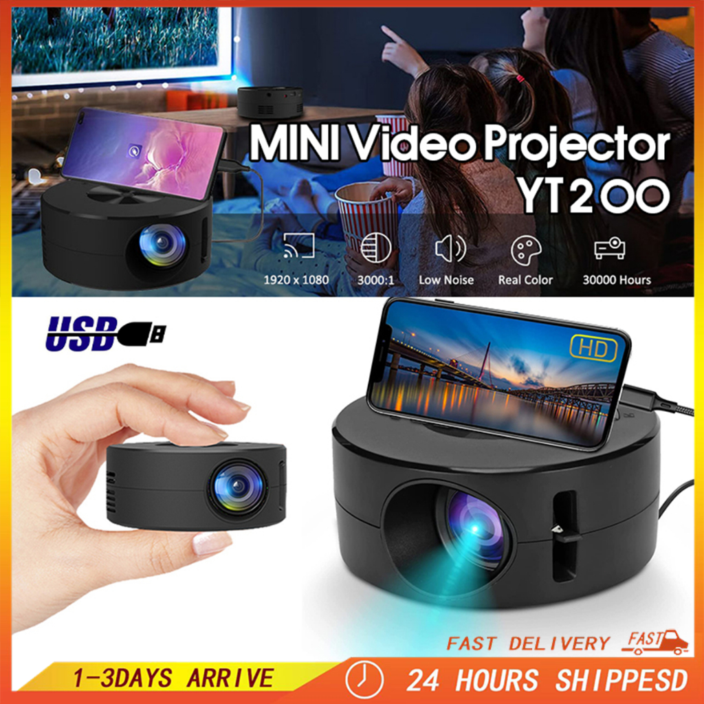 YT200 Mini Projector LED Portable Video Proyector USB Camping Projektor ...