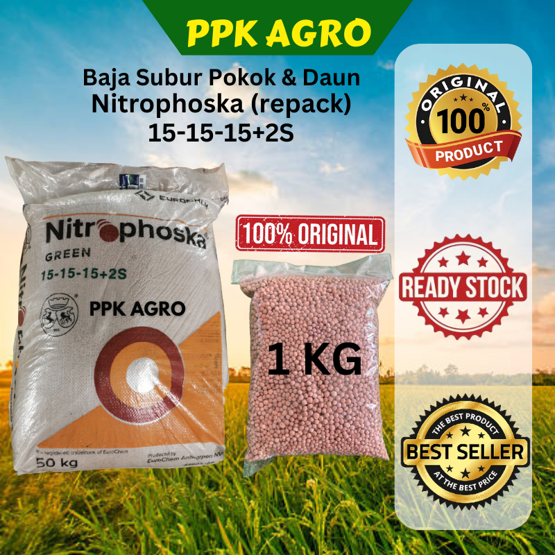 1KG Baja Subur NPK Nitrophoska 15-15-15+2S Singa Kuda Fertilizer Baja Subur / Baja Sebatian ...