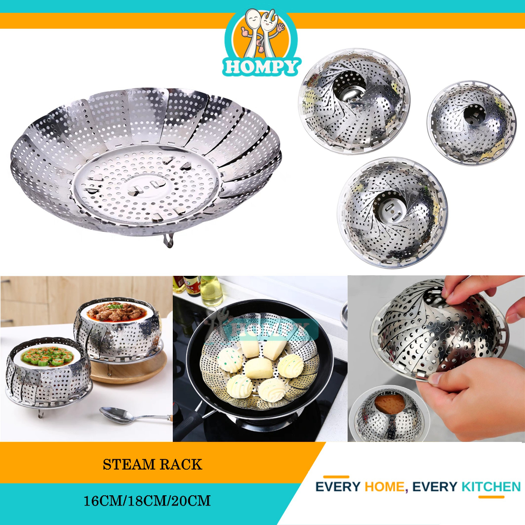 Folding Dish Steam rack Food Steamer Basket Mesh Food Cooker Steamer ...