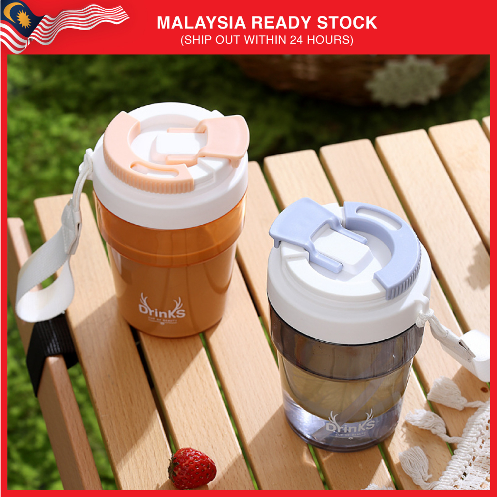 Portable Dual-Use Straw Cup Tumbler Drinking Cup Water Bottle Sippy Cup ...