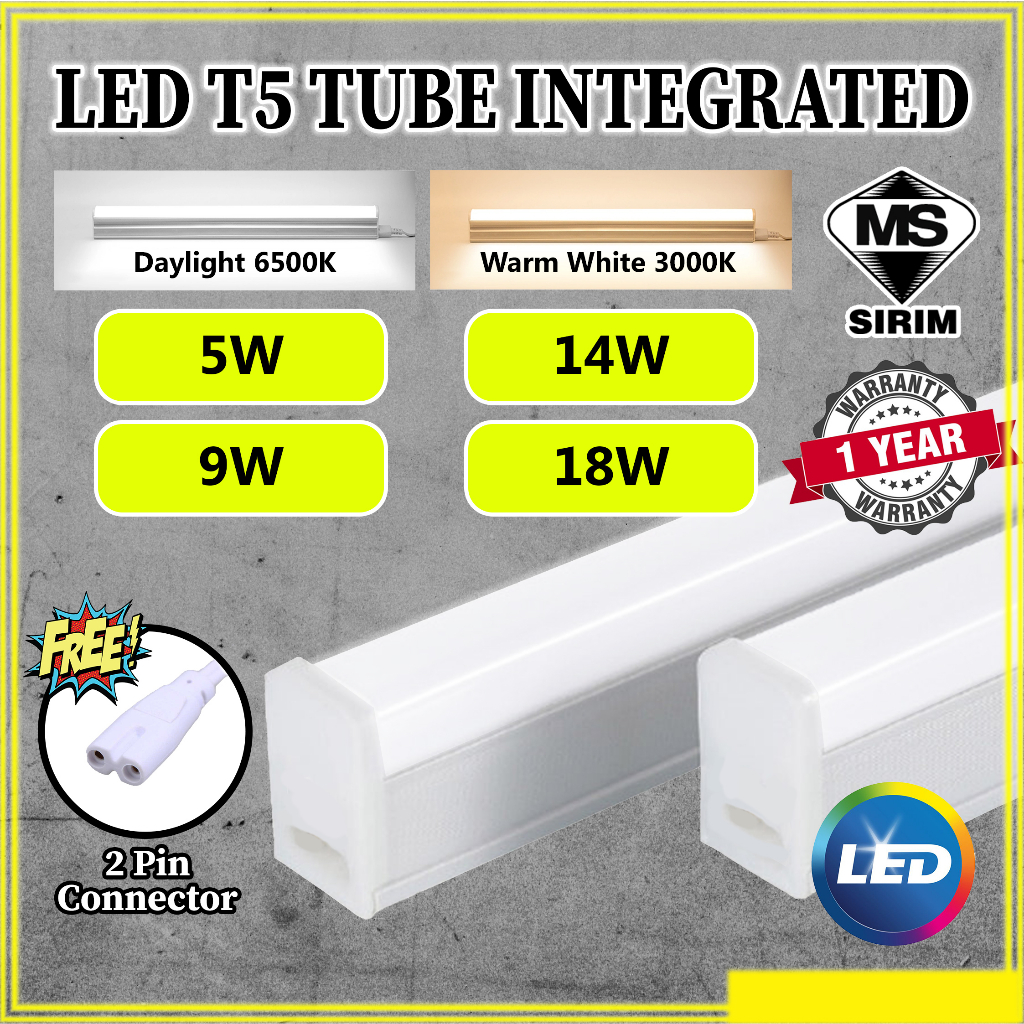 MIN PURCHASE 5PCS LED T5 TUBE PANJANG | 5W (1FT)/9W (2FT)/14W (3FT)/18W(4FT) | LED INTEGRATED T5 ...