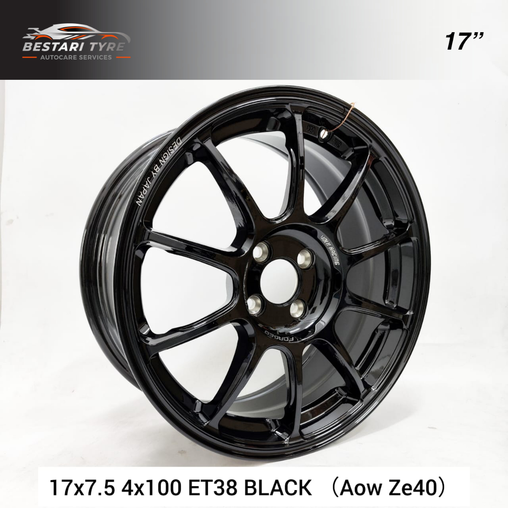 (AOW ZE40) NEW SPORT RIMS LIGHT WHEELS AOW FLOW FORMING 17 INCH 17X7.5 4X100 ET38 BLACK READY ...