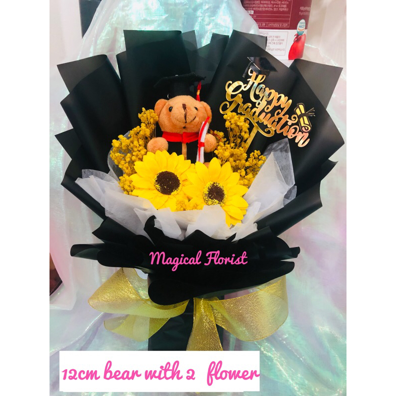 Ready stock !!Graduation bear flower bouquet 毕业花束💐熊花束💐konvo gift 🐻👩‍🎓👨 ...