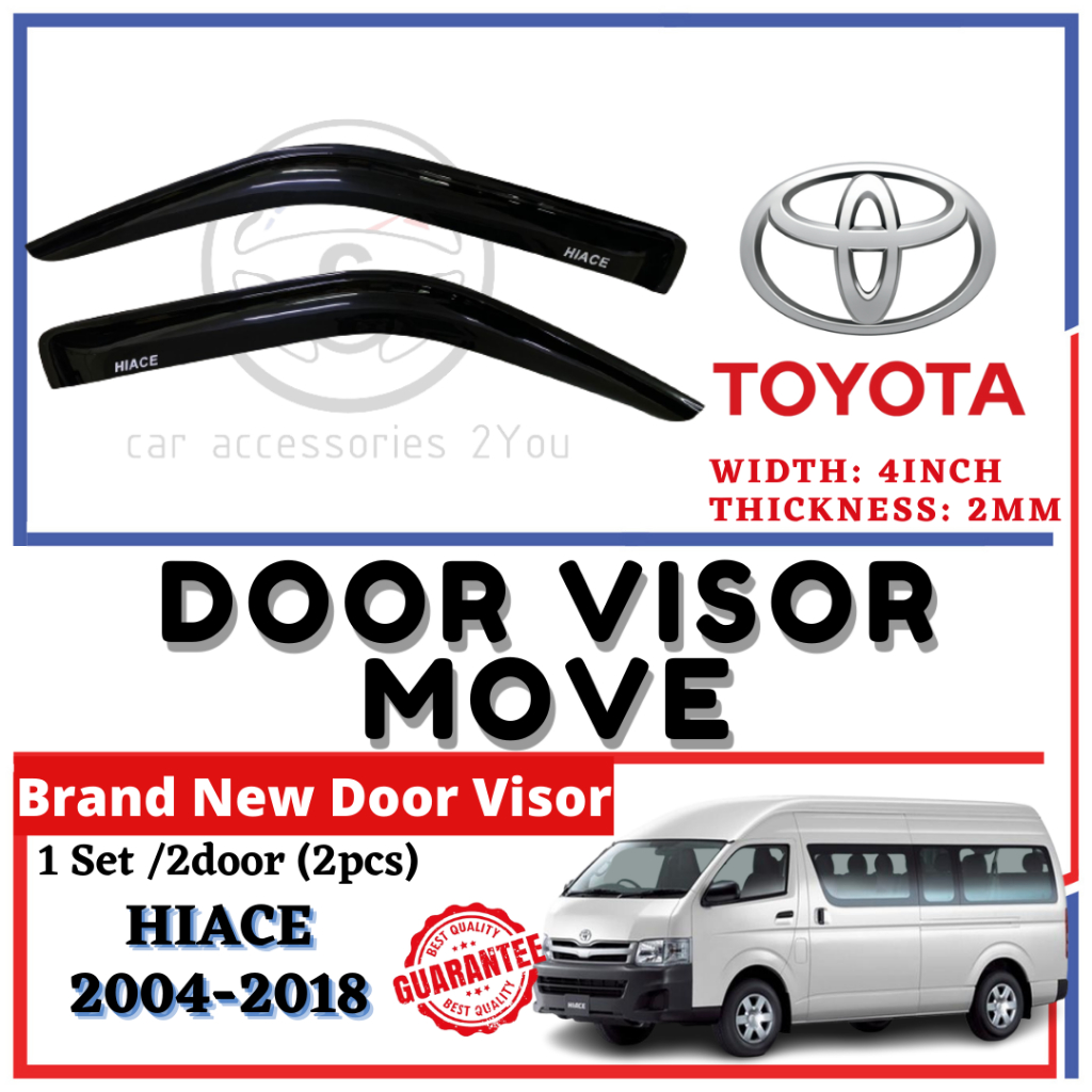 Toyota Van Hiace 2004-2018 Door Visor Move 4 Inchi Style Acrylic Wind ...