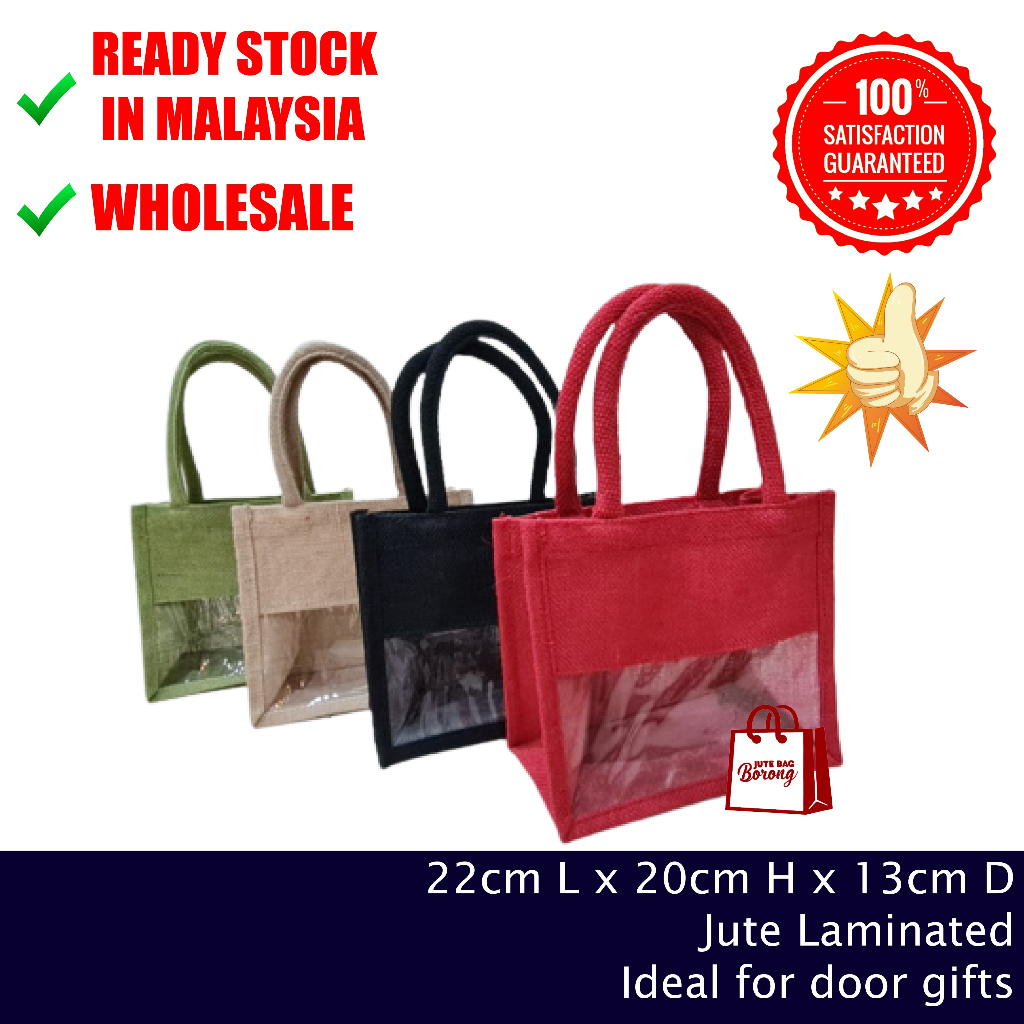 Beg Mini Jute Berwarna-warni HadiahPerkahwinan Transparan 22cm (l) x ...
