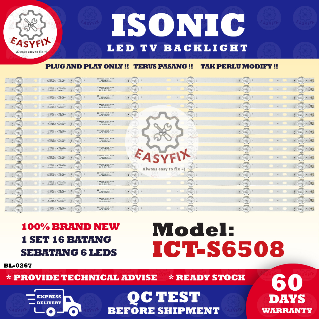 ICT-S6508 ISONIC 65 INCH LED TV BACKLIGHT (LAMPU TV) 65" LG LED BACKLIGHT ICT S6508 ICT-6508 ...