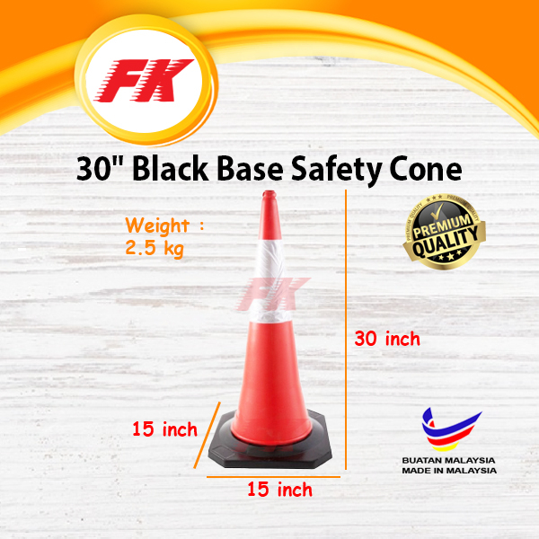 30" Kon Keselamatan Jalan Raya /Black Base Safety Cone PVC road cone ...