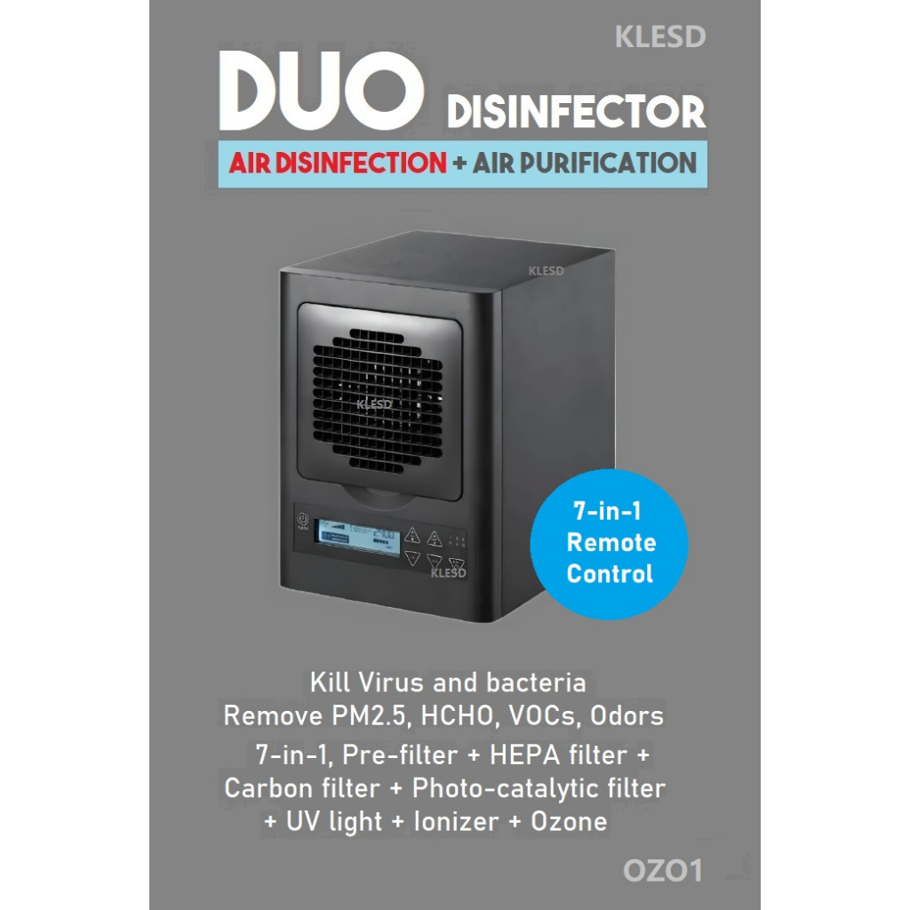 7-in-1 DUO Ozoniser/ Air & Surface Disinfector/ Air Purifier ...