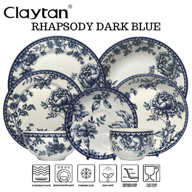 Claytan Rhapsody Dark Blue Complete Range Lead-Safe Ceramic Tableware ...