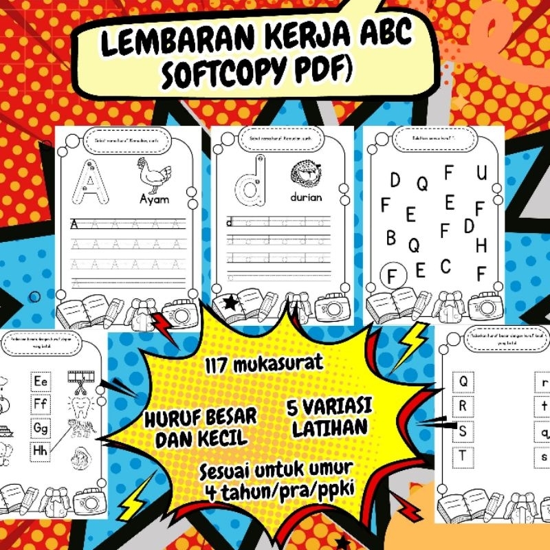 LEMBARAN KERJA ABC PEMULA UNTUK ANAK ANAK PRASEKOLAH/PPKI/4-6 TAHUN ...