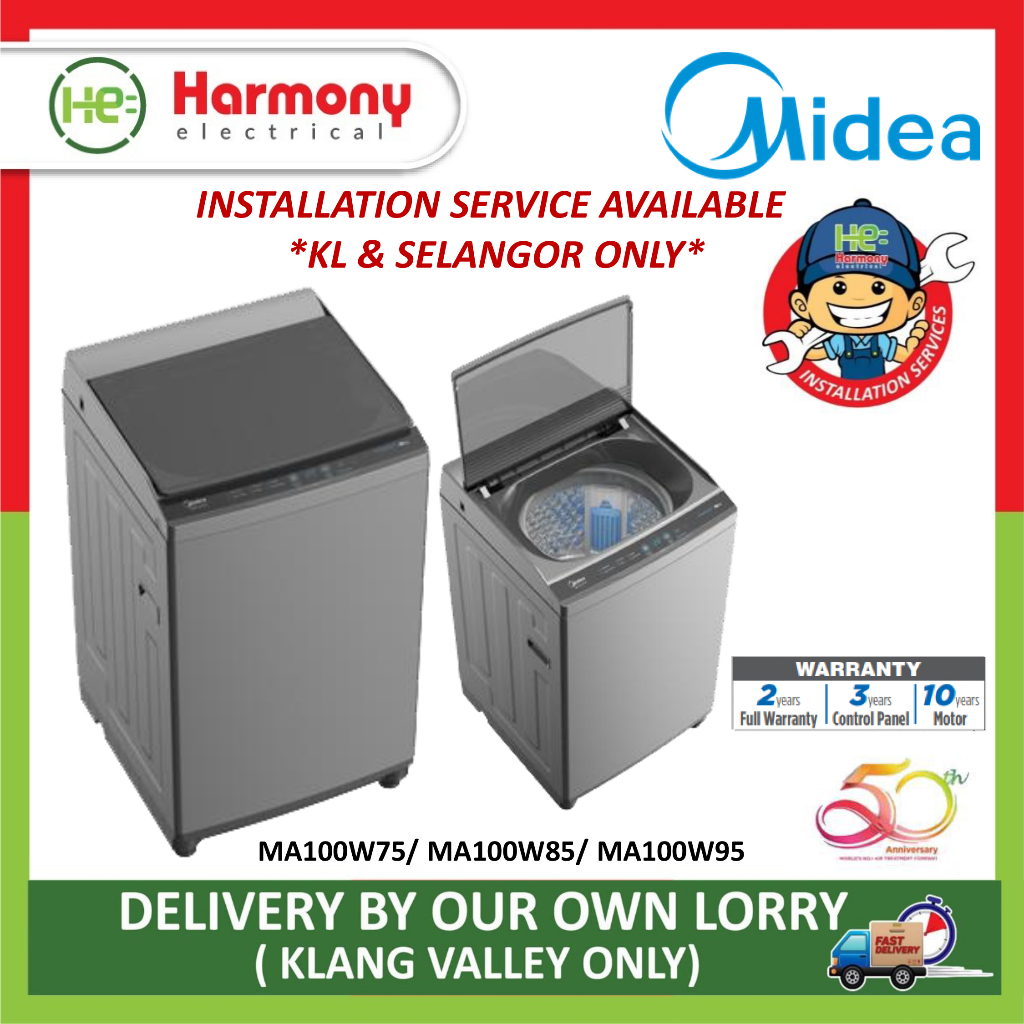 MIDEA 8.5KG/ 9.5KG Washing Machine MFW-EC850 / MFW-EC950 / MA100W85 ...