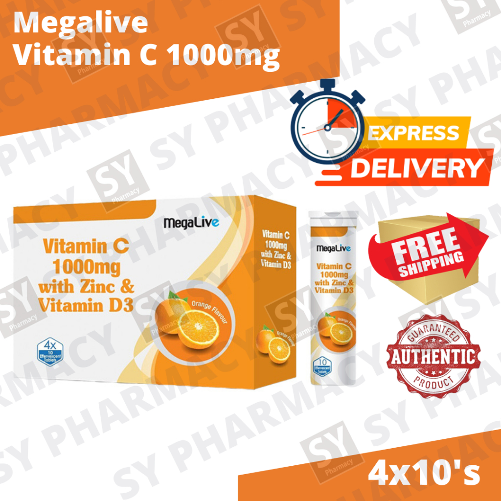 Megalive Vitamin C 1000mg Effervescent Tablet 10's/40's (Exp: 01/2026) | Shopee Malaysia