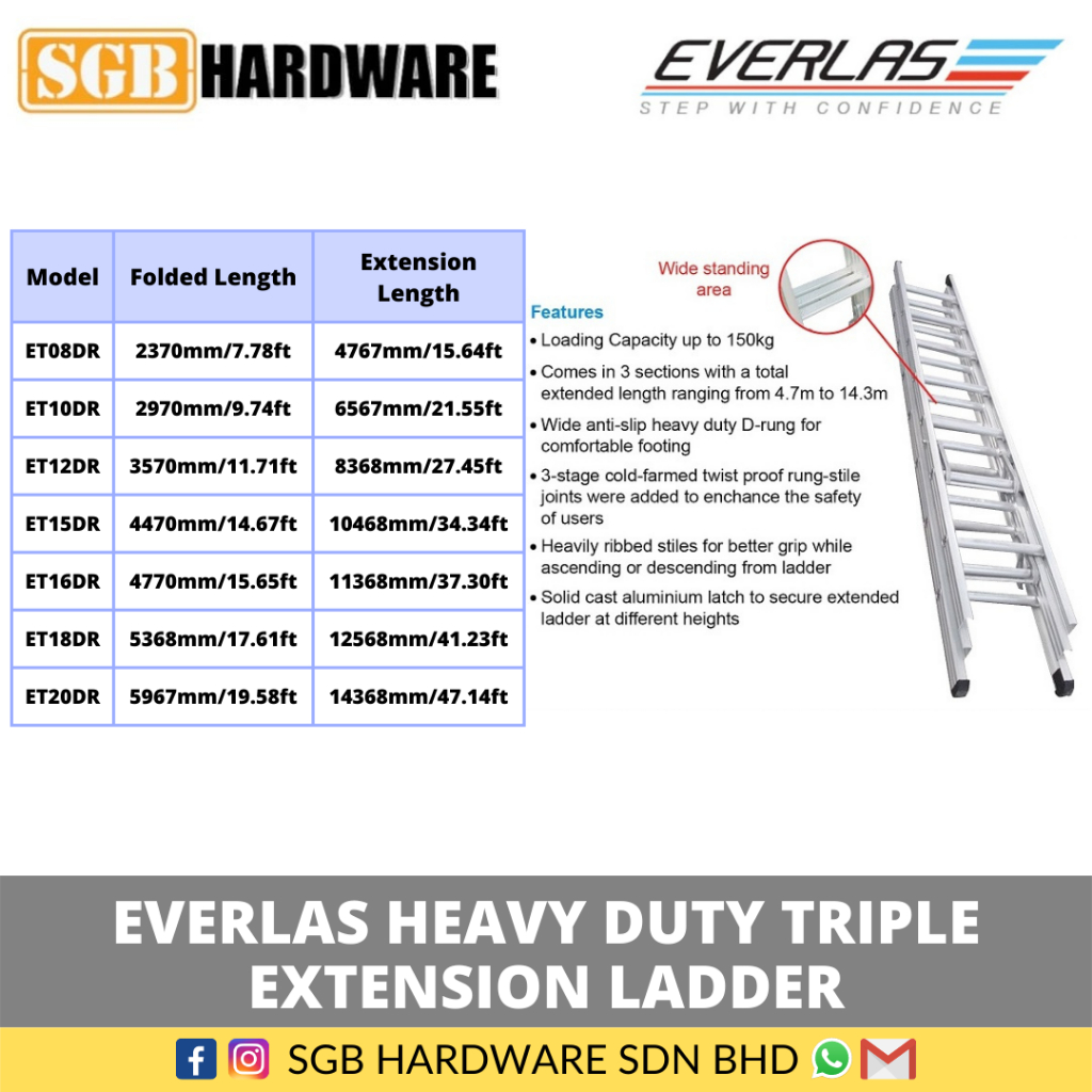 Everlas Single Extension Ladder / Everlas Double Extension Ladder ...