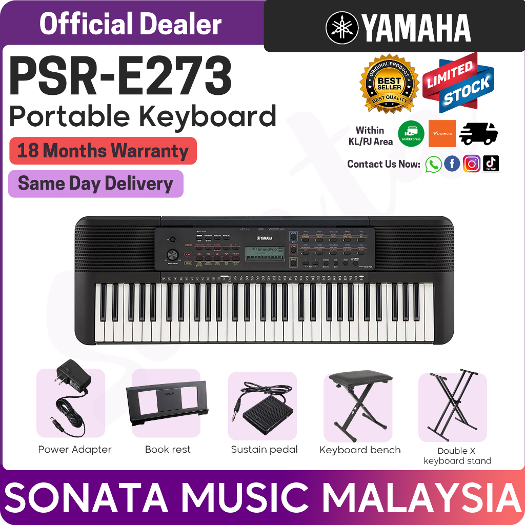 Yamaha PSR-E273 61 key Portable Keyboard Package B (PSR-E273 / PSRE273 / PSR273 / PSR 273 ...