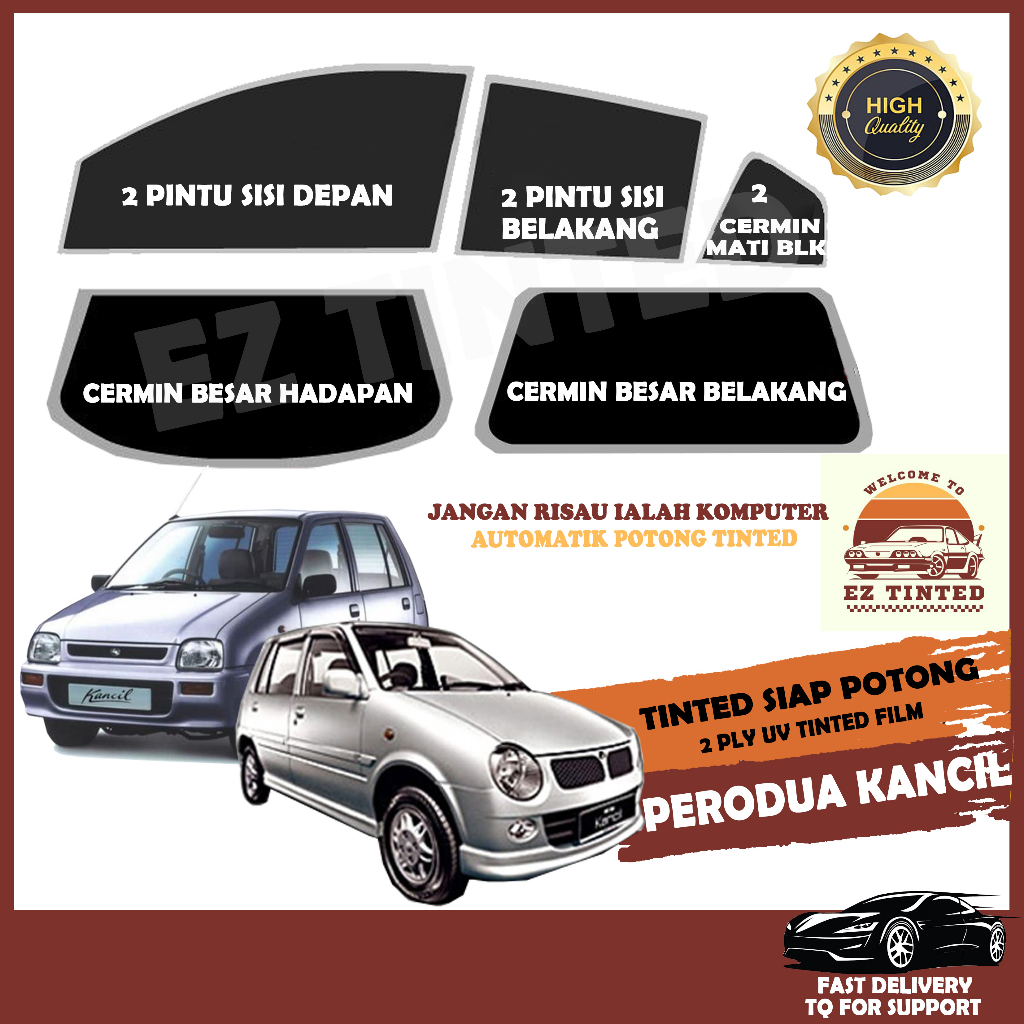 Perodua Kancil_Tinted Kereta _2PLY UV Film_Hitam_Siap Potong / Car ...
