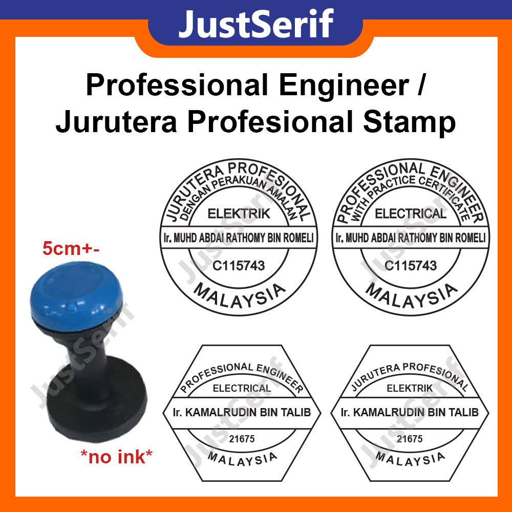 Professional Engineer Stamp Chop PE PEPC Cop Jurutera Profesional/Engineering Electrical Rubber ...
