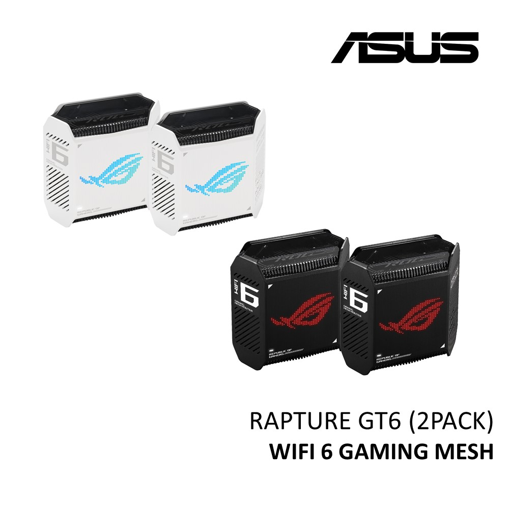 ASUS ROG RAPTURE GT6 TRI-BAND WiFi 6 2PACK WIFI 6 GAMING MESH SYSTEM AI ...