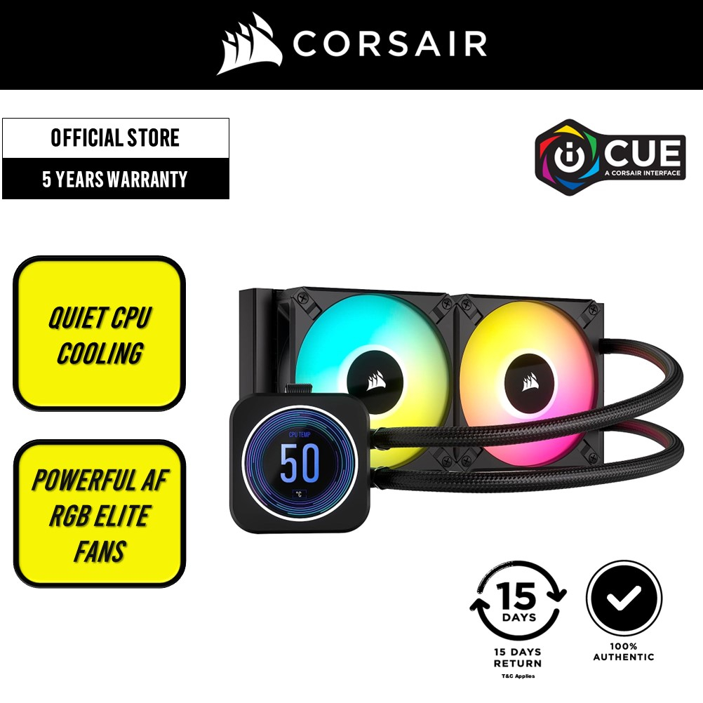 CORSAIR iCUE H100i/H150i/H170i ELITE LCD XT Display Liquid CPU Cooler ...